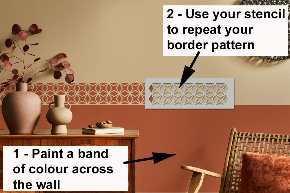 MEDINA Moroccan Border Stencil, Traditional Islamic Tile Effect Border ...