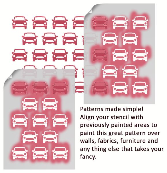 Mini Car Pattern Stencil - Boys bedroom decor | Ideal Stencils ...