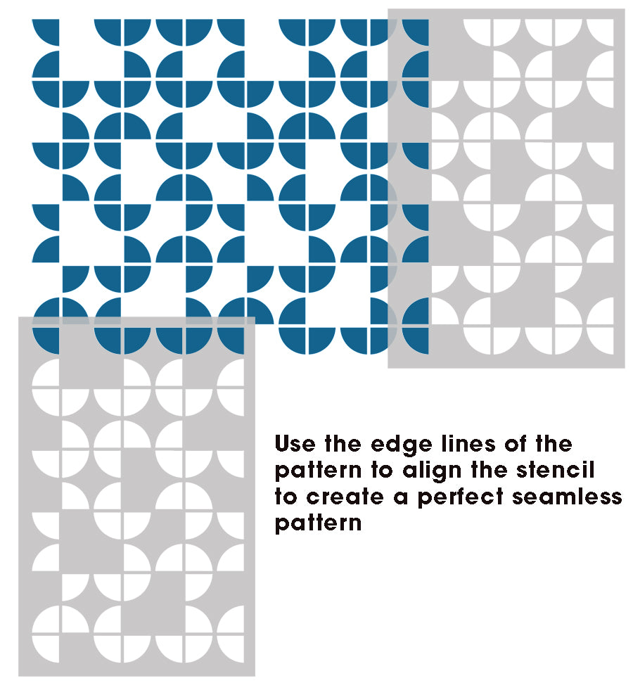 Quarter Circles ABSTRACT Wall STENCIL, BAUHAUS Style Geometric Wall De ...