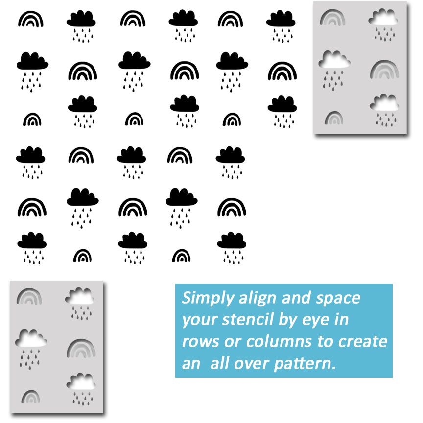 Rainbows & Rain clouds Stencil | Ideal Stencils – IdealStencils