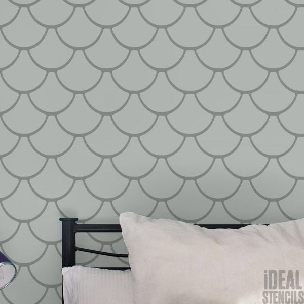 Scallop, Fish scale Stencil - Home wall decor | Ideal Stencils ...