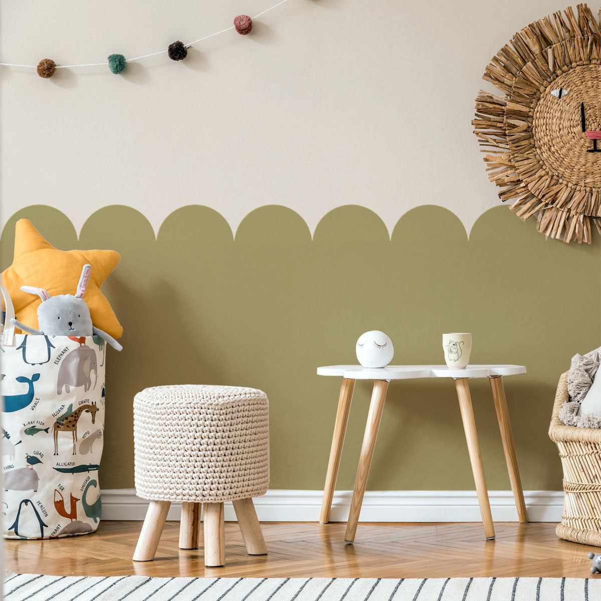 SCALLOP DOTS Stencil, Scallop Pattern, Half Wall Border, Large Home ...