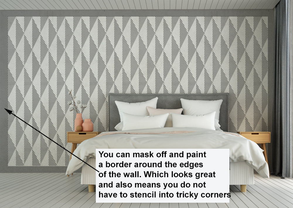 SHADOW DIAMONDS Abstract Geometric Pattern Stencil - Wall Decor Stencil ...