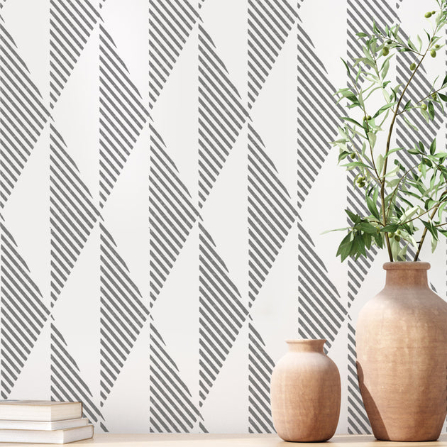 SHADOW DIAMONDS Abstract Geometric Pattern Stencil - Wall Decor Stencil ...