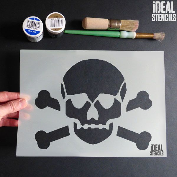 Skull & Crossbones Stencil - Pirate Nautical decor | Ideal Stencils ...