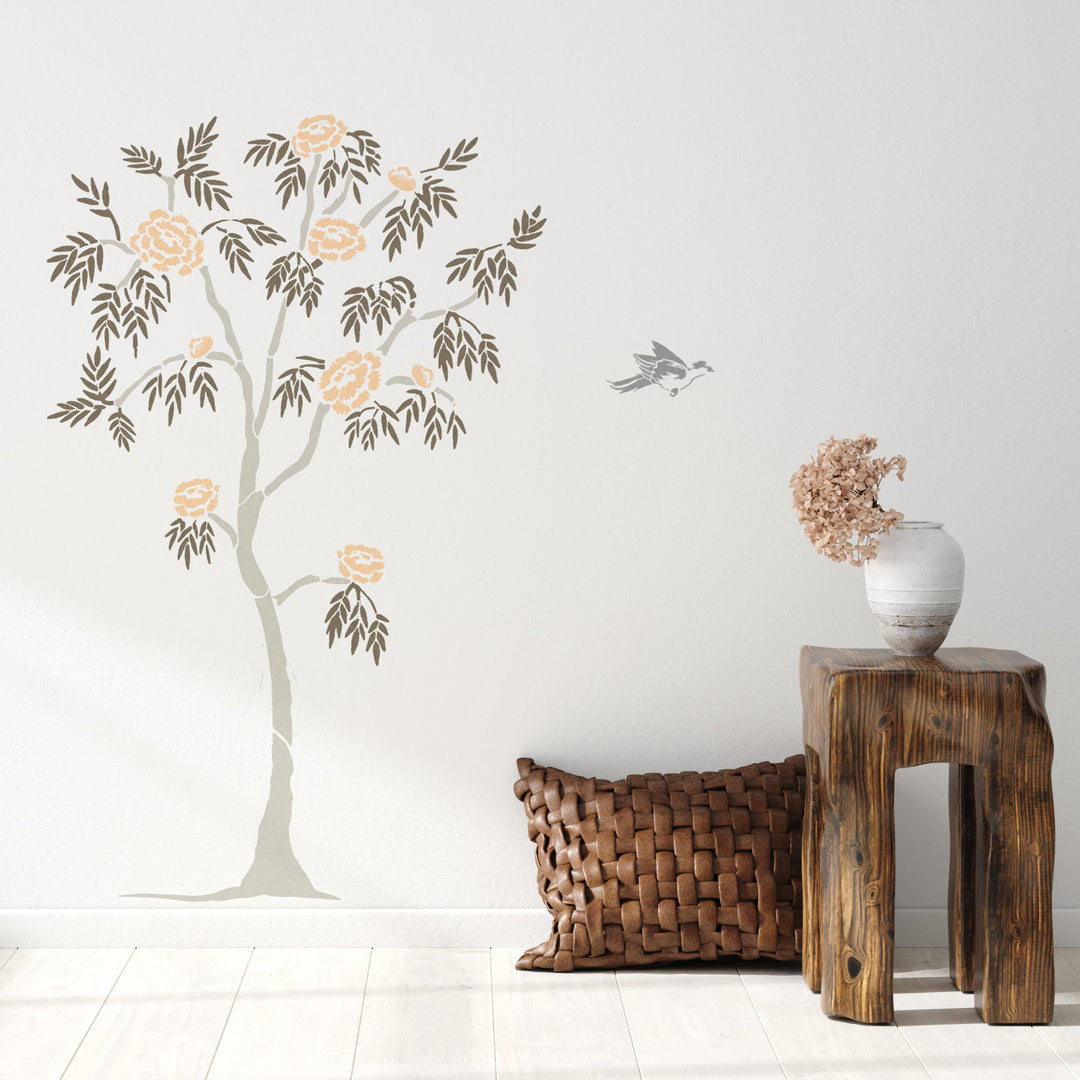 Tree Wall Stencil Designs Big Oak Tree Sizes Reusable Stencil Floral