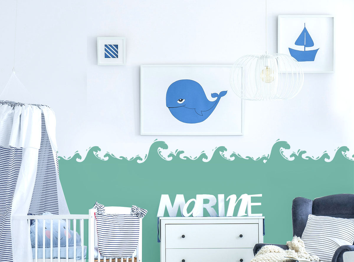 STORMY SEA Wave Wall Border Stencil- Kids room Wave Decor – IdealStencils