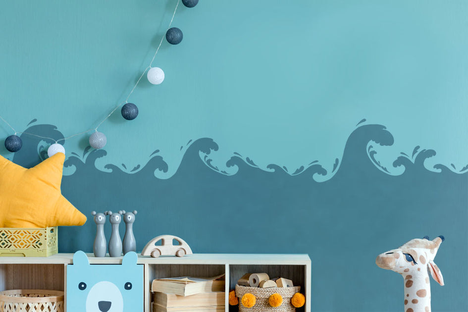 STORMY SEA Wave Wall Border Stencil- Kids room Wave Decor – IdealStencils
