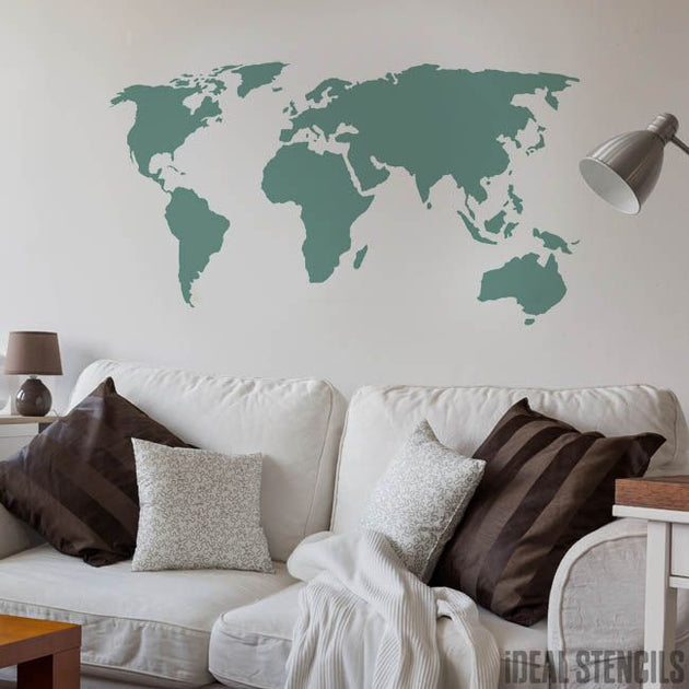 World Map Stencil - Wall Painting & Home Decor | Ideal Stencils ...